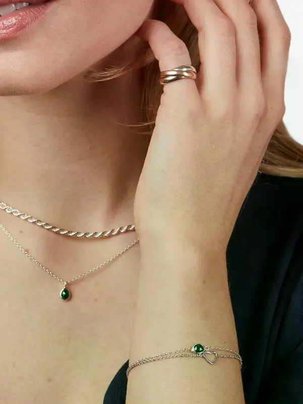 AUREE JEWELLERY Mini Manhattan Emerald Bracelet - Silver