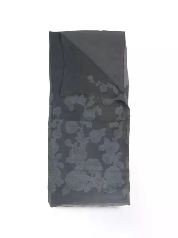 Giorgio Armani Floral-embroidered Scarf - Grey