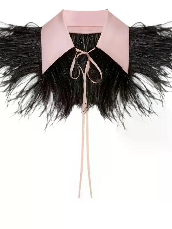 La DoubleJ La Scala Feather-trim Shirt Collar