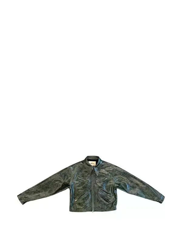SEKRIT Crinkled Leather Zip-up Jacket