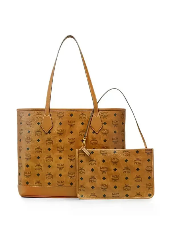 Mcm Visetos Monogram Tote Bag - Neutrals