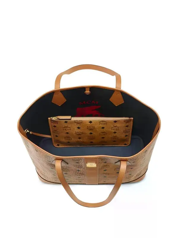 Mcm Visetos Monogram Tote Bag - Neutrals