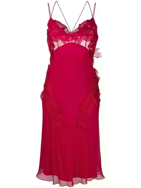 Alberta Ferretti Embroidered Silk Midi Dress