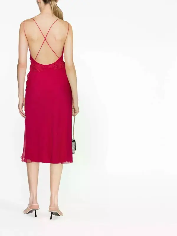 Alberta Ferretti Embroidered Silk Midi Dress