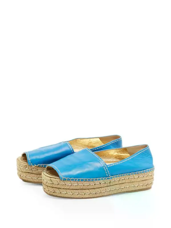 Prada Leather Platform Espadrilles