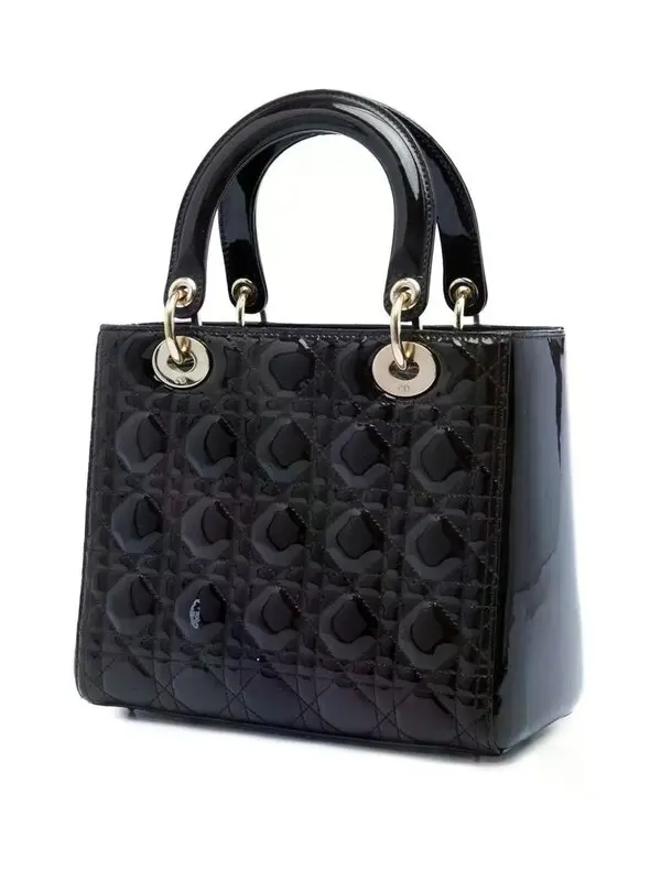 Dior Patent Cannage Lady Satchel - Purple