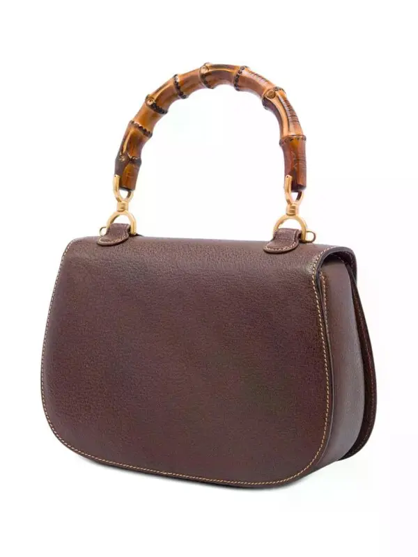 Gucci Grained Calfskin Bamboo Night Satchel - Brown