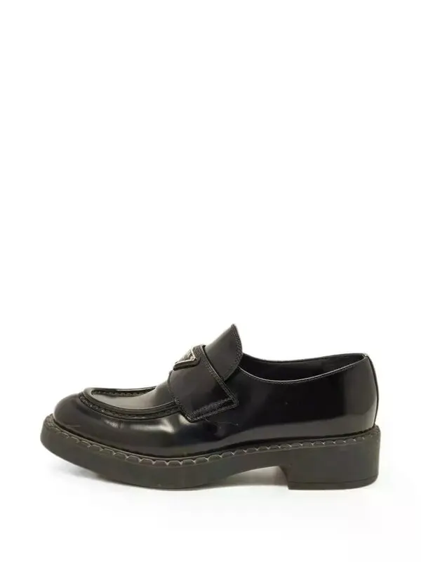 Prada Enamel Triangle Logo Plaque Loafers