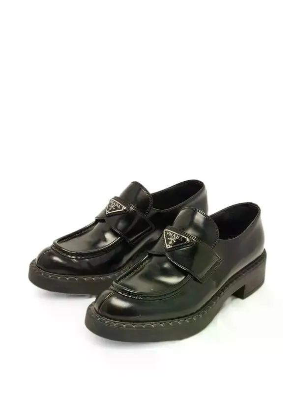 Prada Enamel Triangle Logo Plaque Loafers