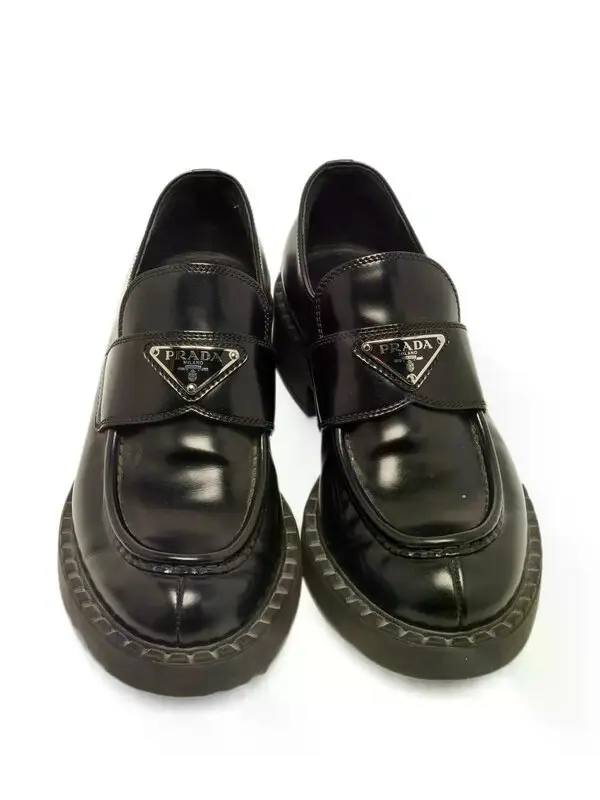 Prada Enamel Triangle Logo Plaque Loafers