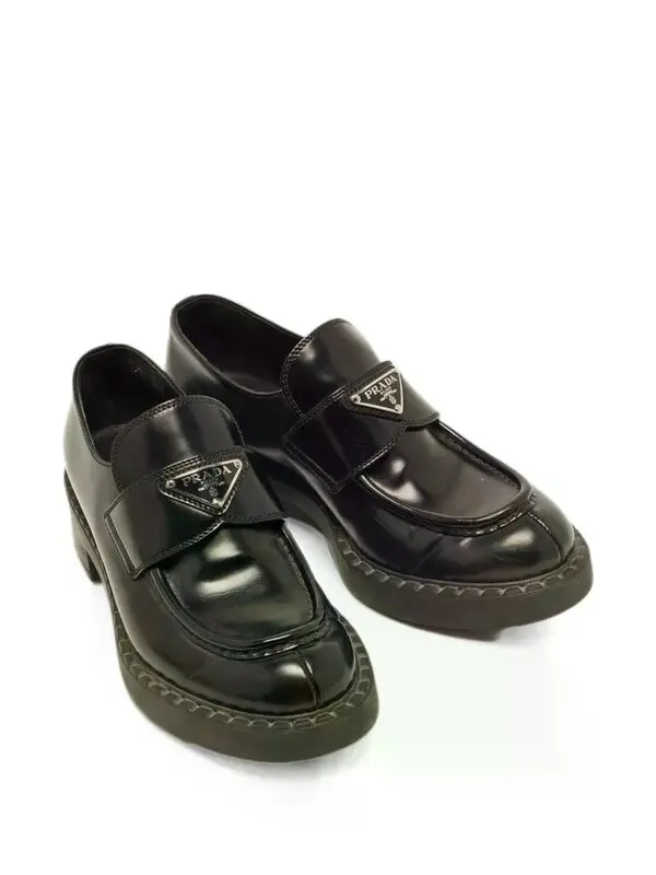 Prada Enamel Triangle Logo Plaque Loafers