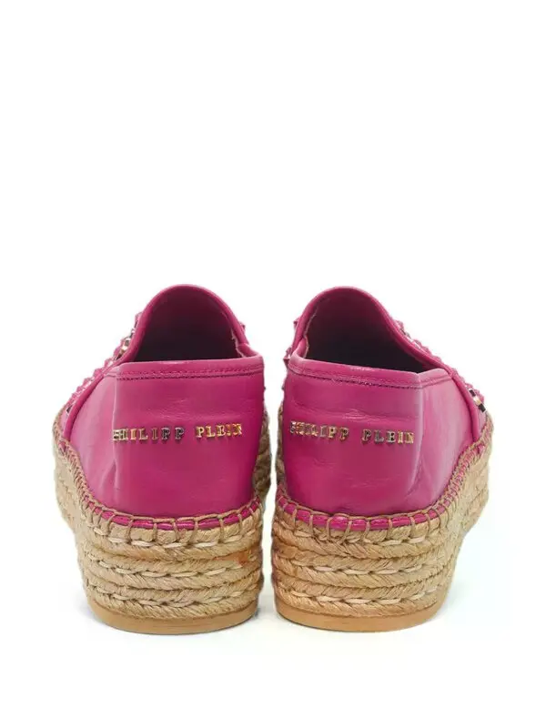 Philipp Plein Leather Star-studded Platform Espadrilles