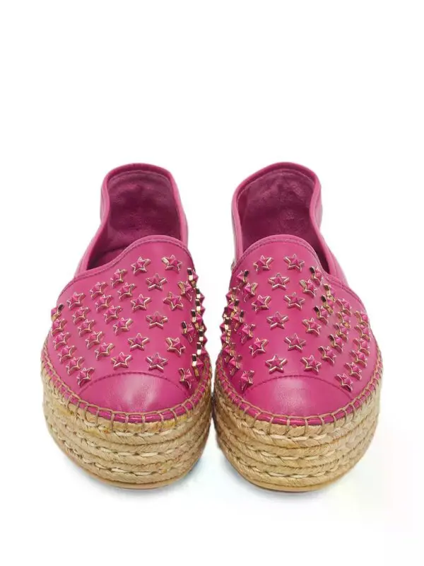 Philipp Plein Leather Star-studded Platform Espadrilles