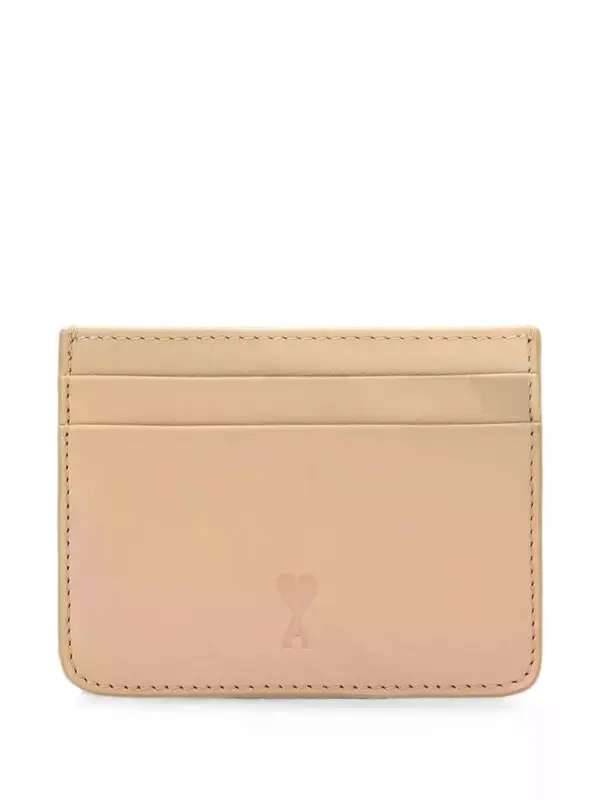 AMI Paris Cowhide-leather Card-holder With De Coeur - Neutrals