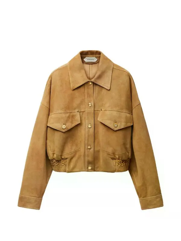 Versace Suede Blouson Jacket With Embossed Logo
