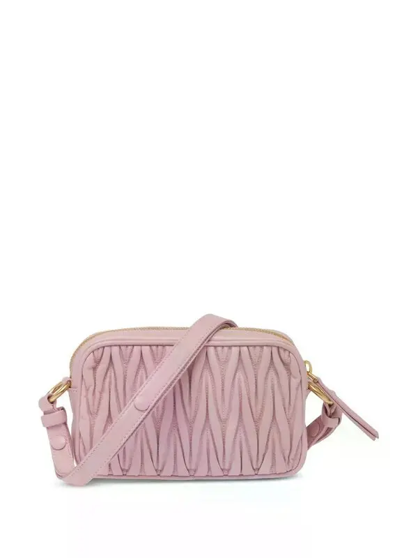 Miu Miu Matelassé Leather Shoulder Bag With Logo Detail