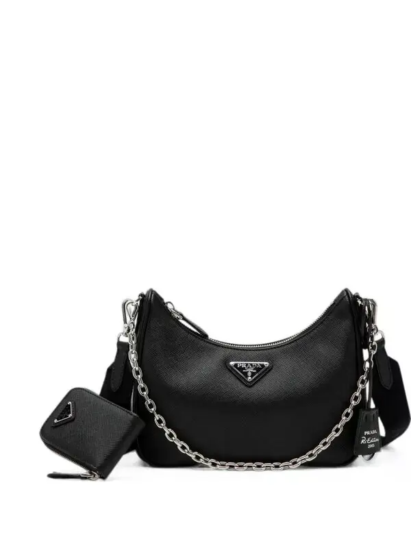 Prada Re-edition 2005 Saffiano Leather Shoulder Bag - Black