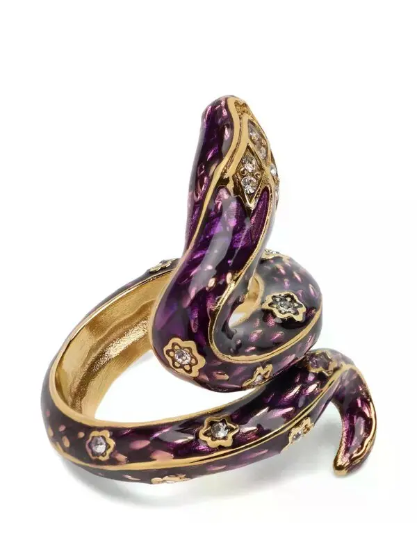 Roberto Cavalli Crystal Embellished Enamel Snake Ring