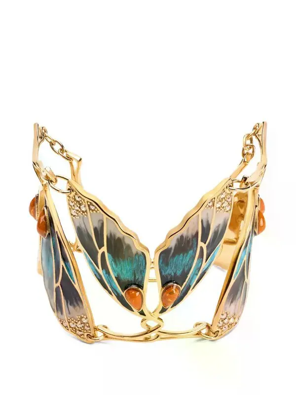 Roberto Cavalli Butterfly Wing Crystal Embellished Bracelet - Gold