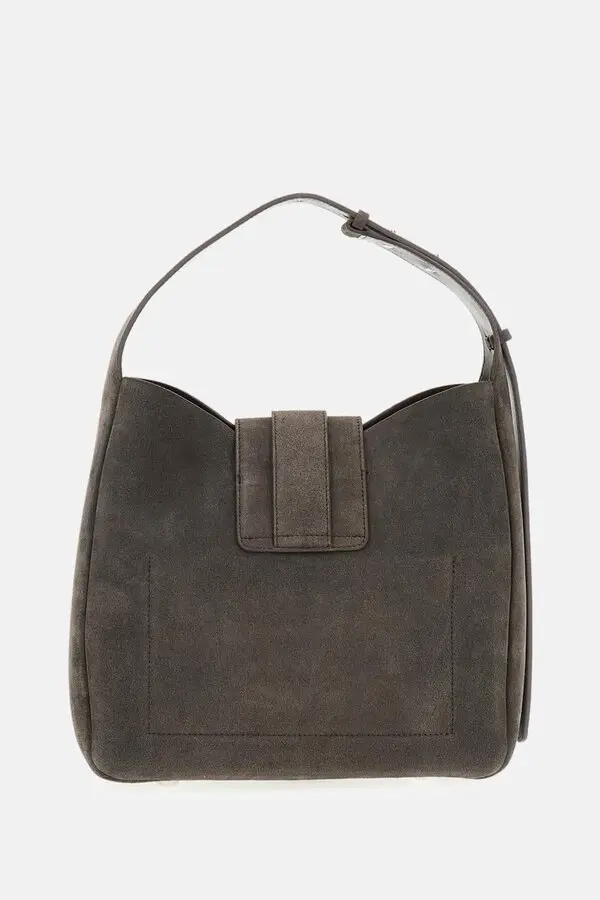Hogan Vertical Hobo Bag In Suede - Marrone