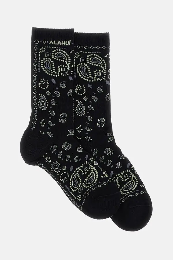 Alanui Bandana Jacquard Weave Crew Socks - Nero