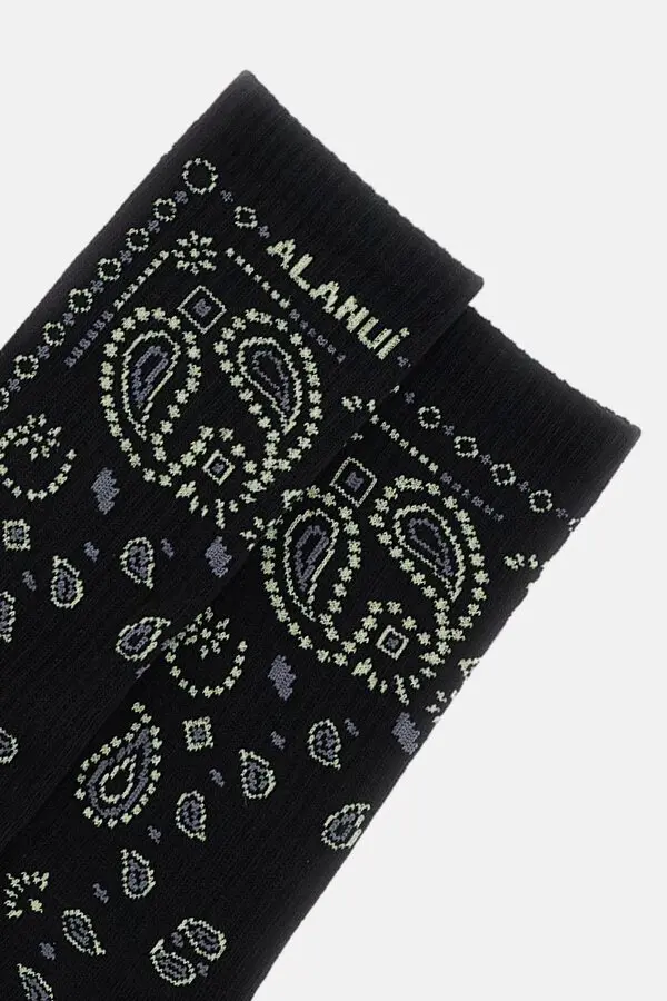 Alanui Bandana Jacquard Weave Crew Socks - Nero