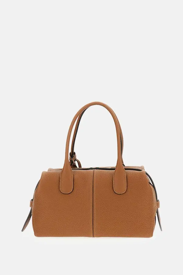 TOD'S Small Box Satchel Bag In Hammered Leather - Brown