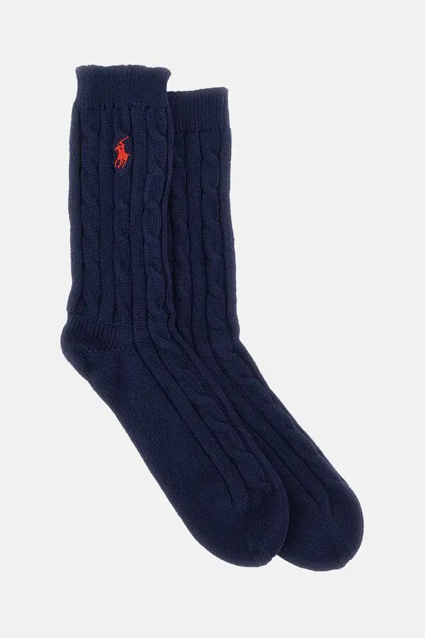 Polo Ralph Lauren Ribbed And Cable-knit Socks - Blu