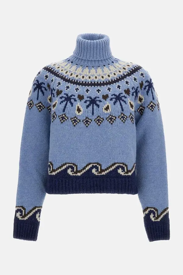 Alanui Multicolor Fair Isle Jacquard Knit Pullover - Azzurro