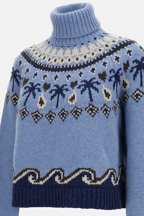 Alanui Multicolor Fair Isle Jacquard Knit Pullover - Azzurro
