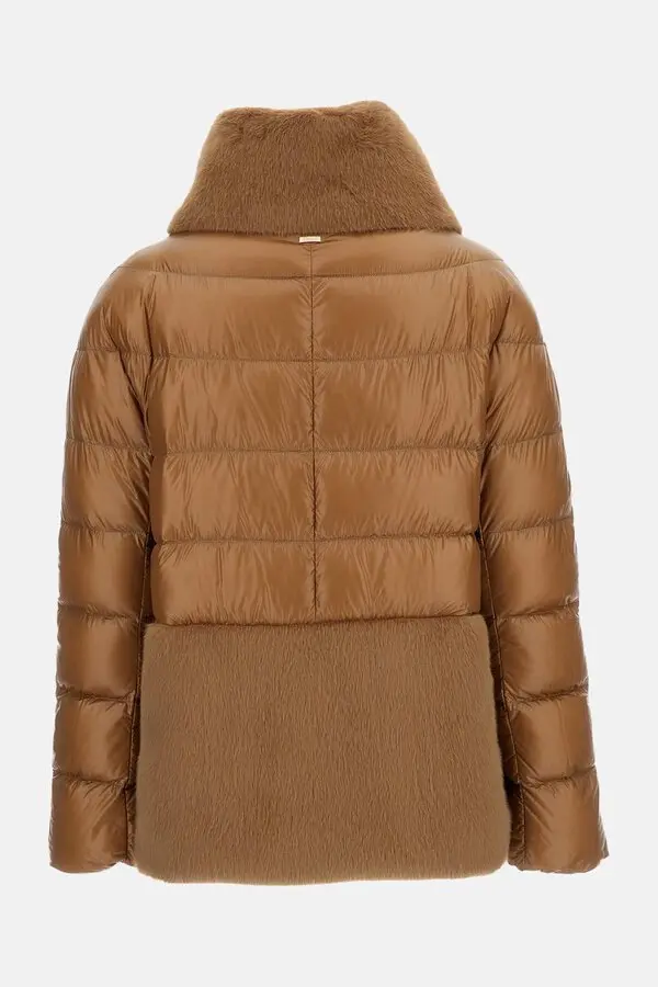 Herno Down Puffer Jacket With Faux Fur - Beige