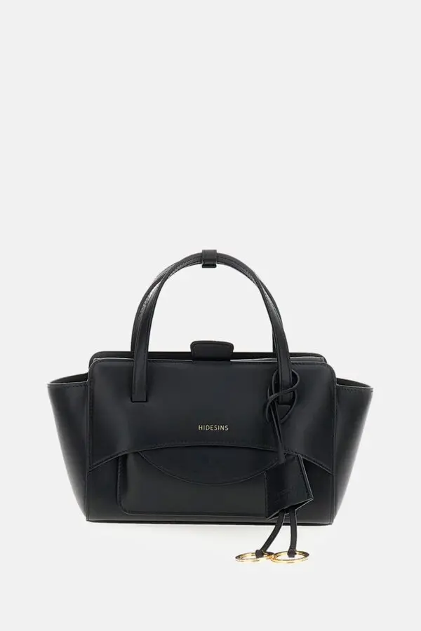 HIDESINS Leather Shoulder Bag With Flap - Nero