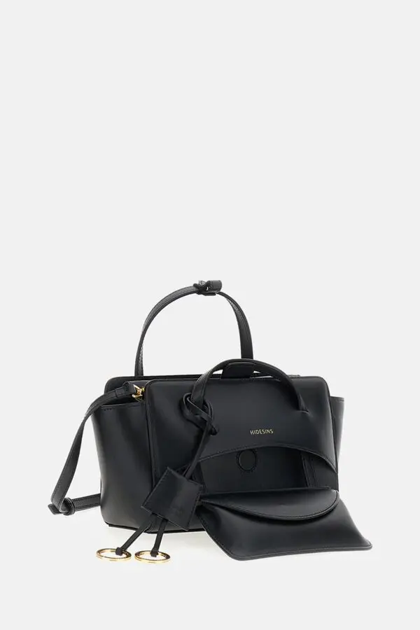 HIDESINS Leather Shoulder Bag With Flap - Nero