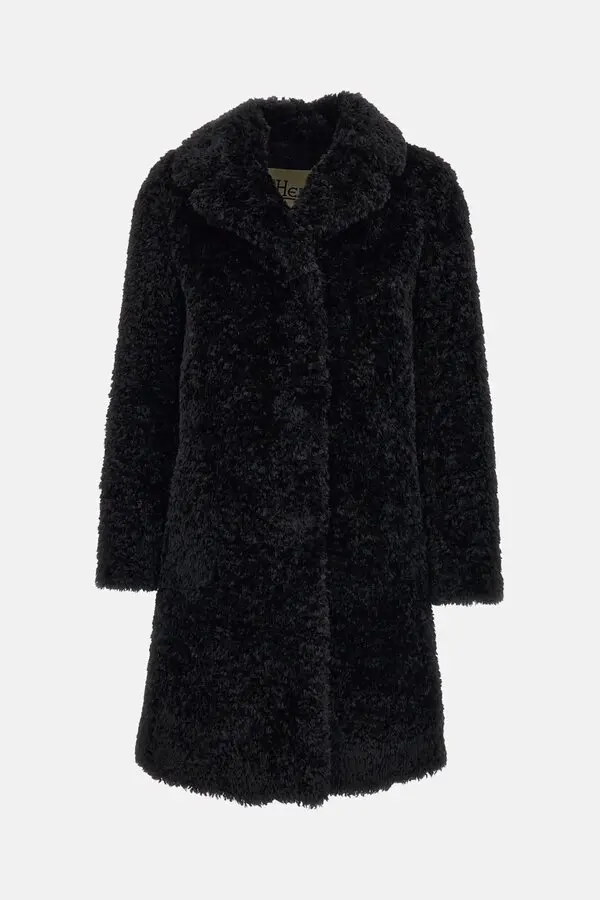 Herno Faux Fur Coat With Classic Lapels - Nero