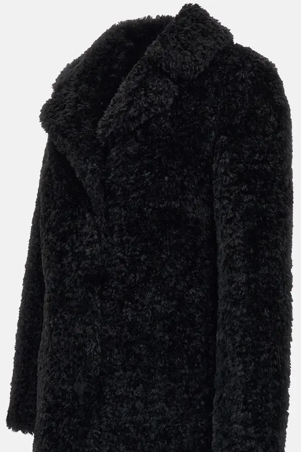 Herno Faux Fur Coat With Classic Lapels - Nero