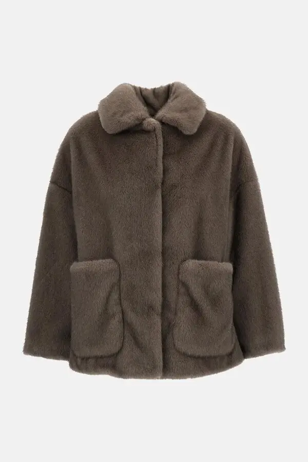 Herno Faux Fur Cropped Jacket - Grigio