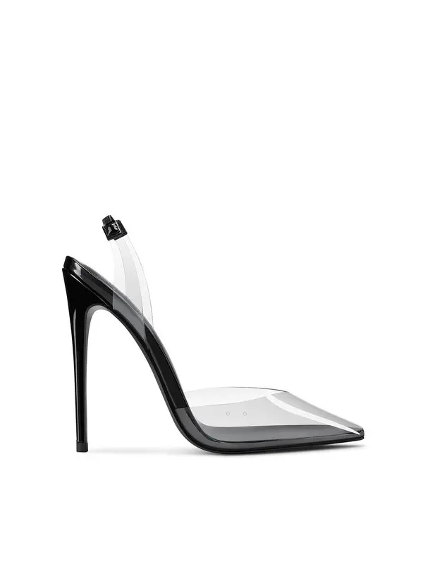 Femme La Macallan Slingback Stiletto Pumps With Transparent Detail - Black