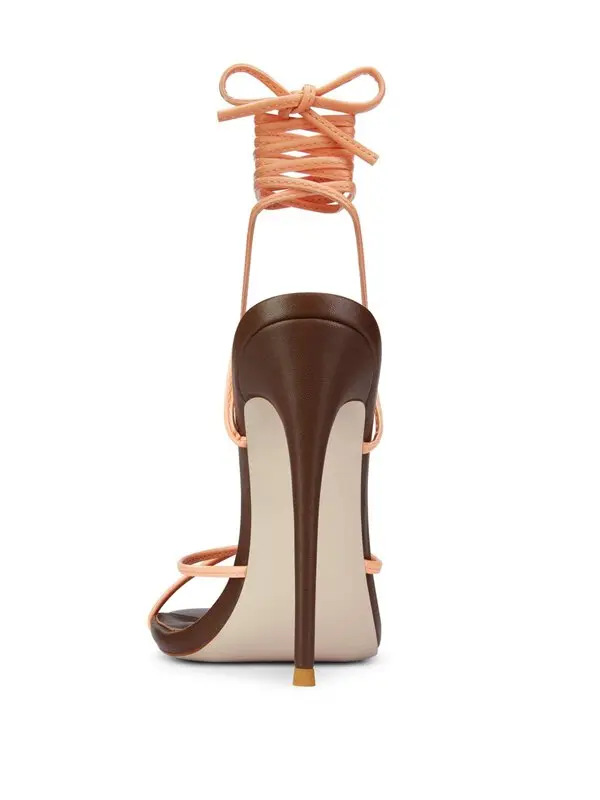 Femme La Athens Lace Up Stiletto Sandals - Brown
