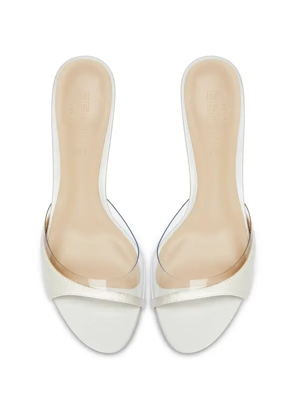 Femme La Capri Slipper Satin Stiletto Mule - White