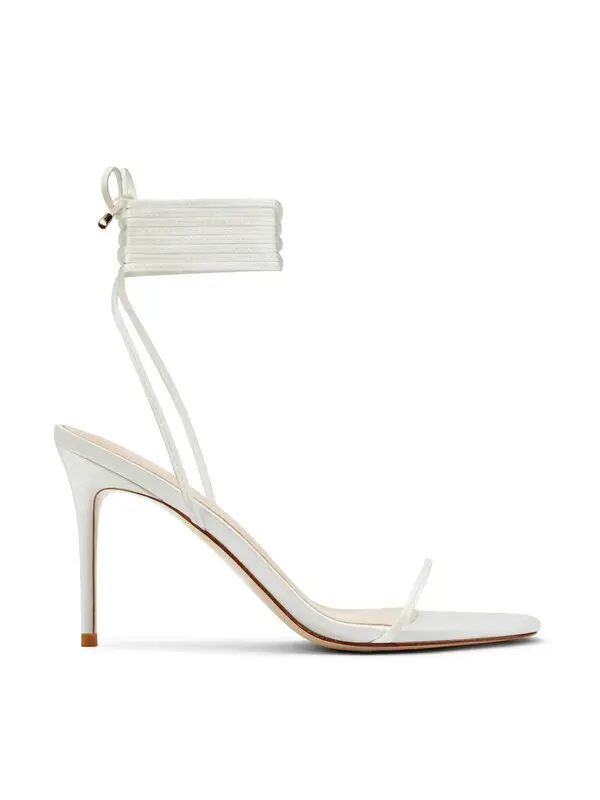 Femme La 3.0 Barely There Lace Up Heel Satin - White