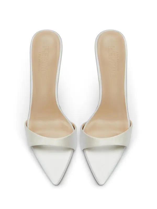 Femme La Kaia 100 Slipper Satin High Heel - White