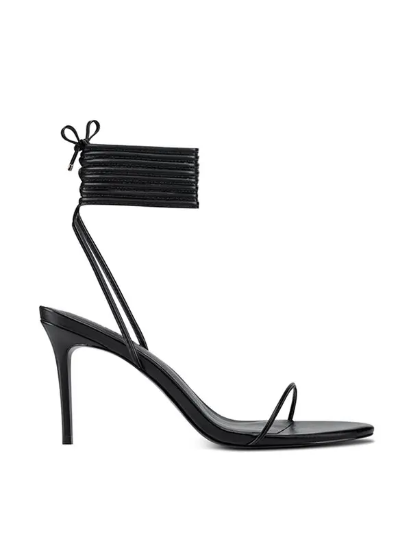 Femme La Lace Up Strappy High Heel Sandals - Black