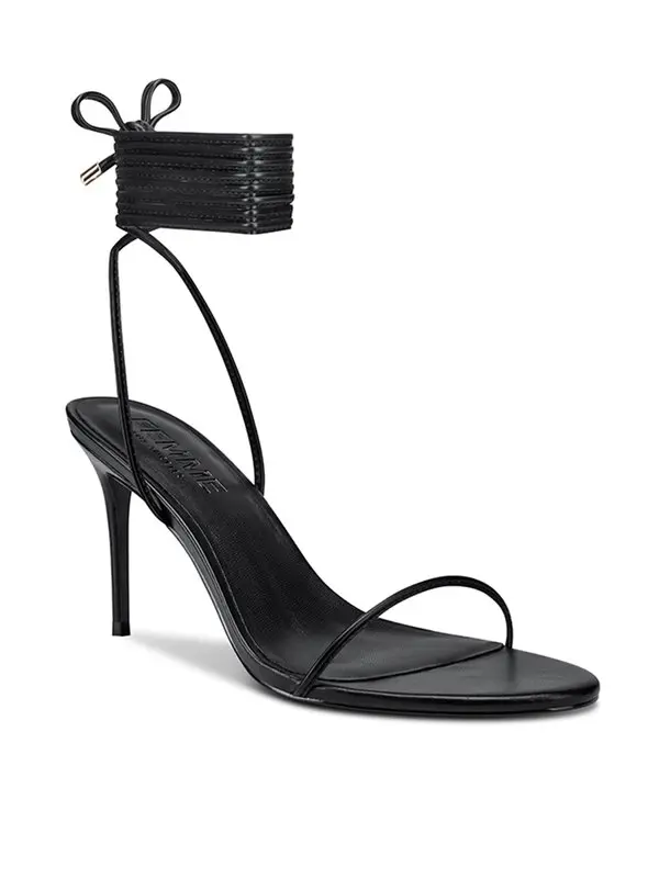 Femme La Lace Up Strappy High Heel Sandals - Black