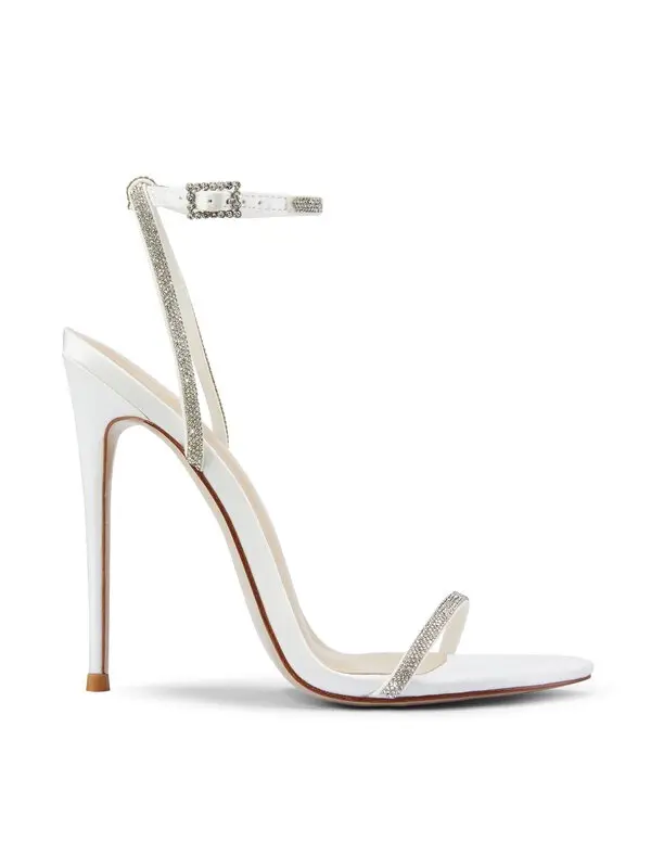 Femme La Niche Diamonds Embellished Stiletto Sandals - White