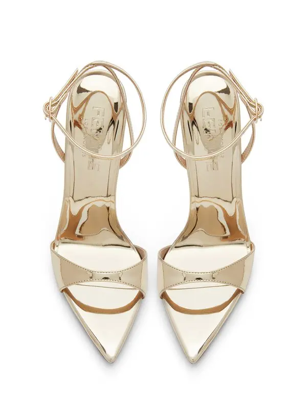 Femme La Gg Heel Mirrored Stiletto Sandals - Gold