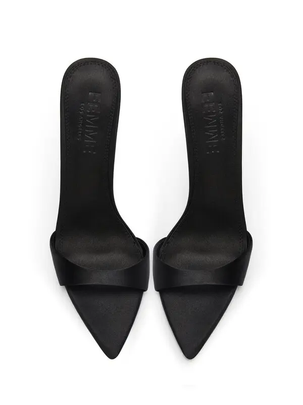 Femme La Kaia 100 Slipper In Satin - Black