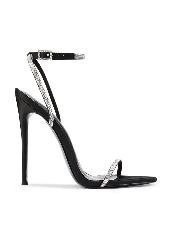 Femme La Niche Diamonds Embellished Stiletto Sandals - Black