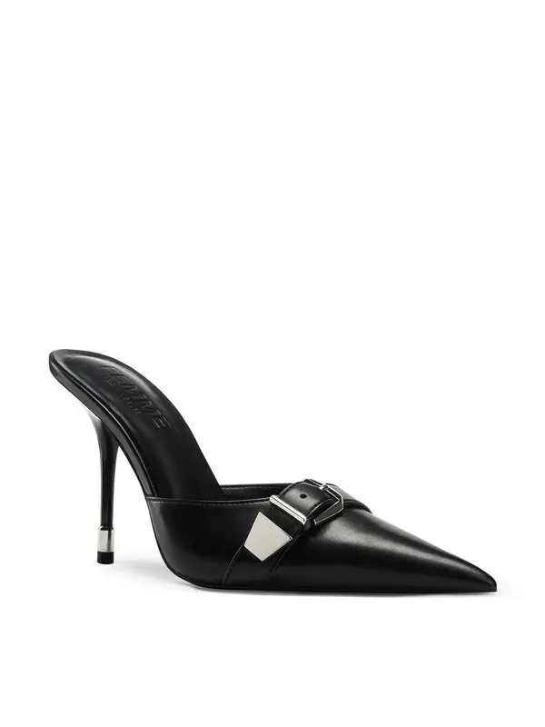 Femme La Venetia Mule With Buckle Detail - Black