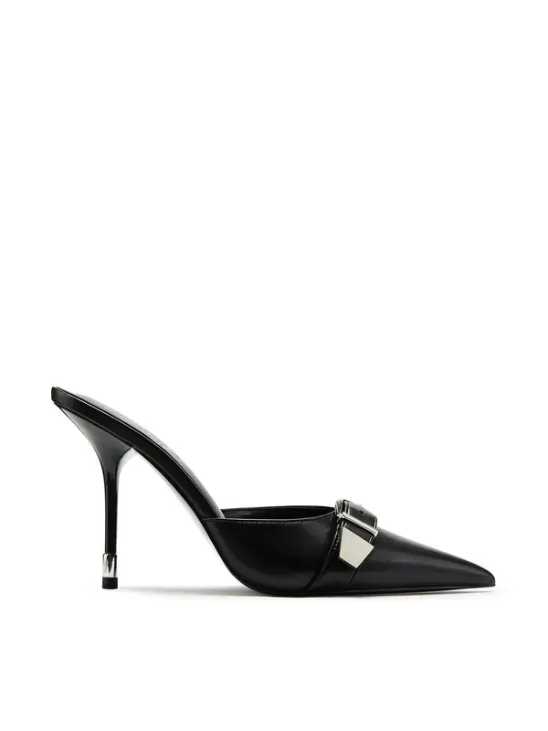 Femme La Venetia Mule With Buckle Detail - Black