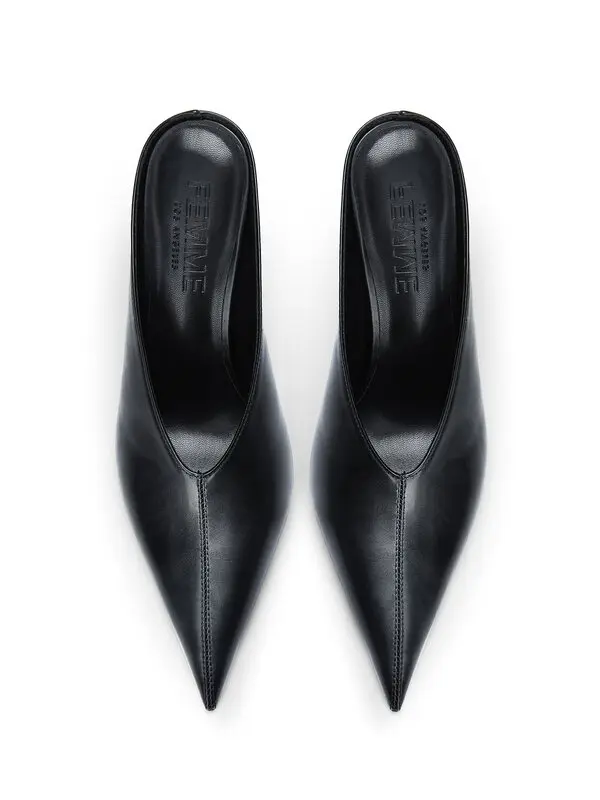 Femme La Xaden Mule Sculptural Stiletto Heel - Black